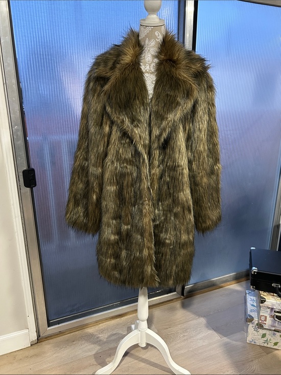 Umren | Jackets & Coats | Olive Brown Faux Fur Teddy Coat For Women ...